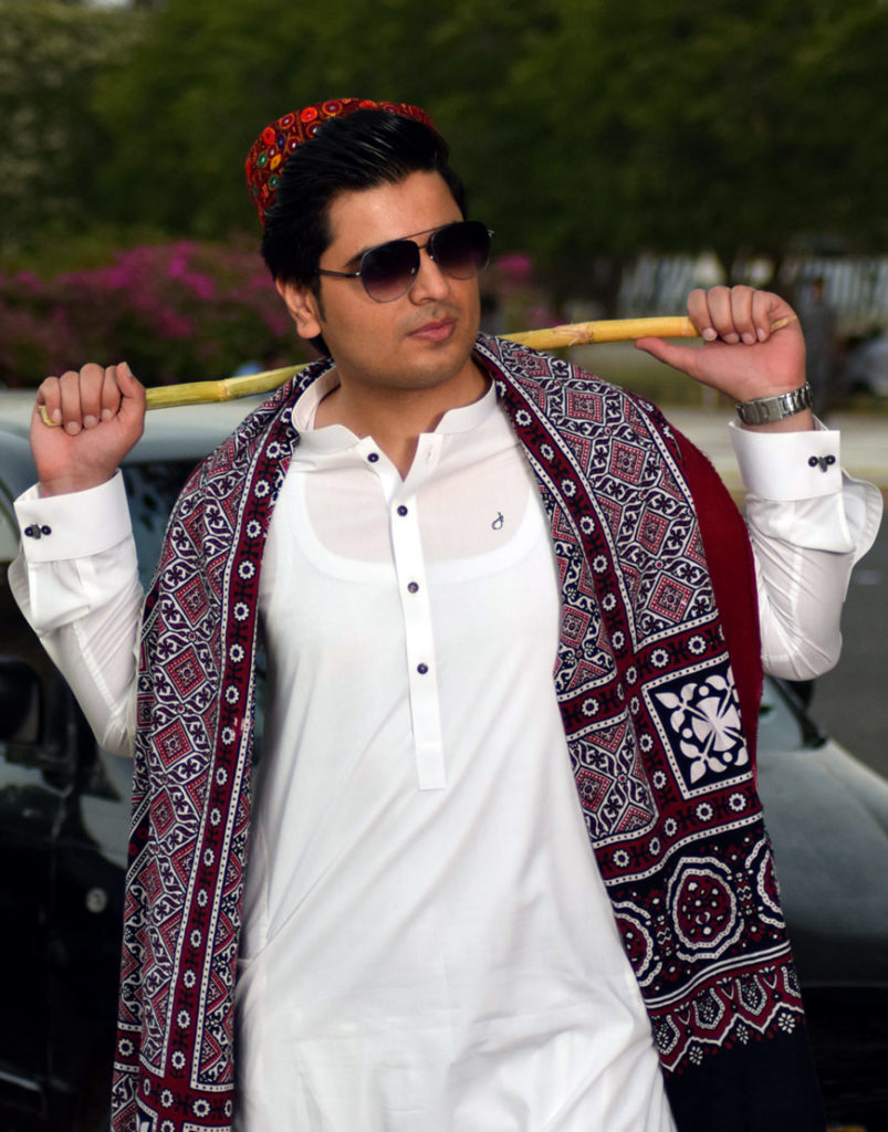 Pearl White Arabic Bosky Kameez Shalwar Suit - JHONUM